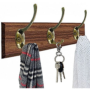 11 Pack Dual Wall Hooks Heavy Duty Made of Metal Wall Mounted with 22 Screws Hooks Fits for Coat,Bag,Towel,Hat,Key,Robes,Retro (Antique Brass, 11PCS)