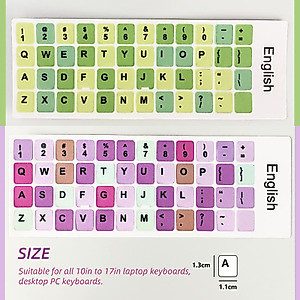 2Pcs PVC English Keyboard Replacement Letter Stickers, Colorful Background and Black Lettering, for 10-17inch Desktop Laptops(C)