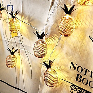BIMEE Pineapple Solar String Lights 15ft 20 LEDs Waterproof Solar Powered Fairy String Lights Hanging Lights for Outdoor Garden Patio Landscape Home Wedding Birthday Party Decoration (Warm White)