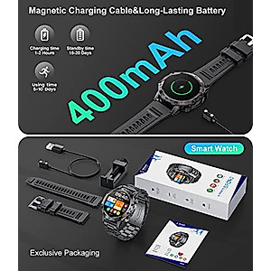 Military Smart Watch for Men(Answer/Dial Calls),100 Sports Modes, 5ATM Waterproof Fitness Watch with Heart Rate/SpO2/Blood Pressure for Android and iPhone,1.39''HD DIY Screen Smartwatch Black