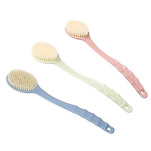 INGVY Dry Brushing Body Brush Bath Brush Back Body Bath Shower Sponge Scrubber Brushes with Handle Exfoliating Scrub Skin Massager Exfoliation Bathroom Brush (Color : Pink)