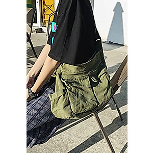 Women Men Canvas Messenger Bag Large Hobo Bag with Multiple Pockets Canvas Crossbody Shoulder Bag Messenger Tote Bag Handbag