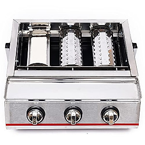 RustyVioum 3-Head Burners Gas BBQ Grill, Commercial Gas Lpg Grill, Portable Propane Gas Grill for Outdoor Bbq, Stainless Steel Barbecue Grill