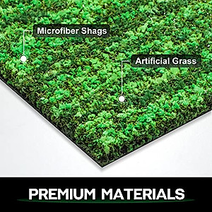 LINLA Garden Front Dog Door Mat for Muddy Paws, 18"x30"- Fake Faux Grass & Super Absorbent Fibers for Dirt Trapper, Rubber Non-Slip, Perfect Rug for High Traffic Entryways, Green