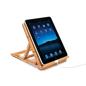 Lipper International 1887 Bamboo Wood Expandable Stand for iPad, Samsung, Nexus, Nintendo Switch, and Other Tablets