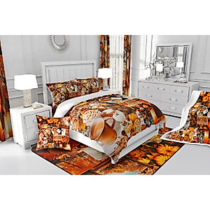 Feelyou Fall Pumpkin Bedding Set Halloween Themed Comforter Set Boys Girls Autumn Maple Leaves Decor Comforter Microfiber Pumpkin Fall Festival Duvet Set Bedroom Quilt Set Twin Size
