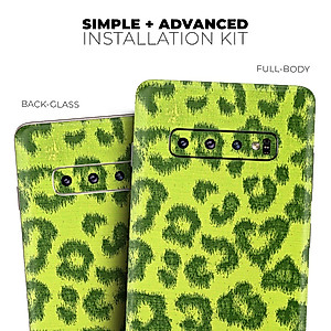 DesignSkinz Vibrant Green Cheetah Protective Vinyl Decal Wrap Skin Cover Compatible with The Samsung Galaxy S20 (Screen Trim & Back Glass Skin)