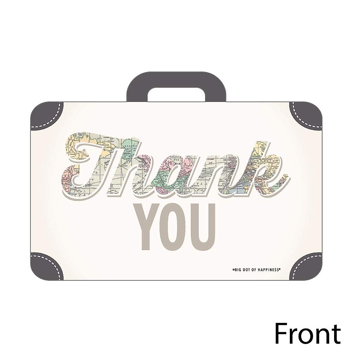 Big Dot of Happiness World Awaits - Shaped Thank You Cards - Travel Themed Party Thank You Note Cards with Envelopes - Set of 12