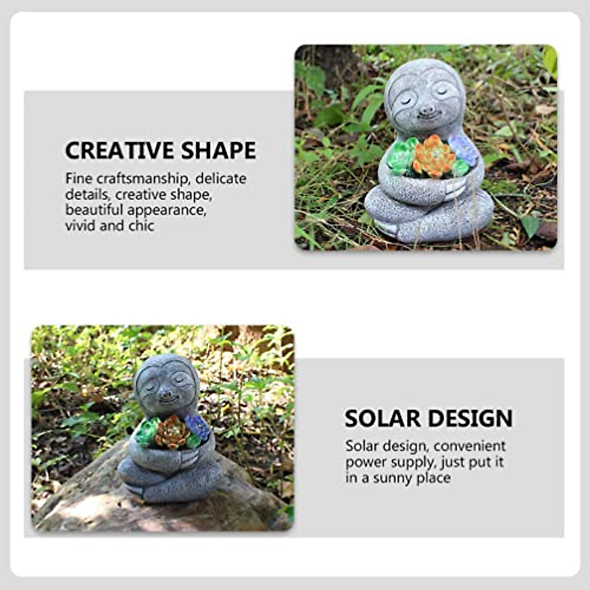 Happyyami Courtyard Garden Decoration Resin Flower Plant Pot Animal Statue Bradypode Figurine Jungle Figurines for Landscape Bonsai Crafts Decorations Mini Sloth Figure