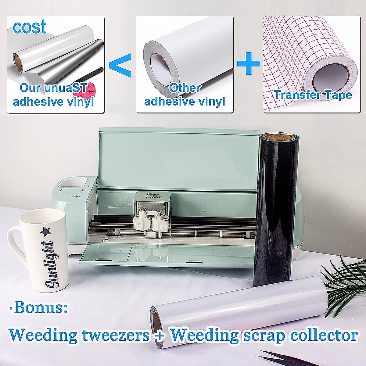 Innovative Black Permanent Vinyl for Cricut No Need Transfer Film, Black HTV Vinyl Roll, Black Vinyl, Oracle Vinyl 651 Permanent Vinyl, Black Vynil, Bulk Vinyl Rolls, Adhesive Vinyl Roll 12" x31ft