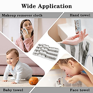 SUNLAND Microfiber Face Makeup Remover Cloths Reusable Facial Cleaning Towel Ultra Soft Washcloths 8inchx16inch，Grey Stripes 4 Pack