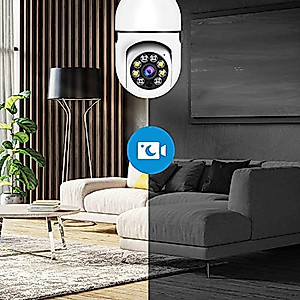 Light Bulb Security Camera 2.4GHz/5GHz WiFi 360 Wireless Light Bulb Camera for Home Security Motion Tracking Alarm, 1080P Light Socket Cameras Night Vision Two-Way Talk Compatible with Alexa, Tuya