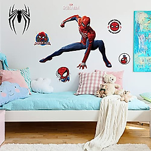 NORDID Spiderman Wall Decals Children's Wall Stickers for Kids Bedroom Living Room Playroom Nursery Wall Decoration DIY Assemble Self-Adhesive PVC (15.7x23.6 in)