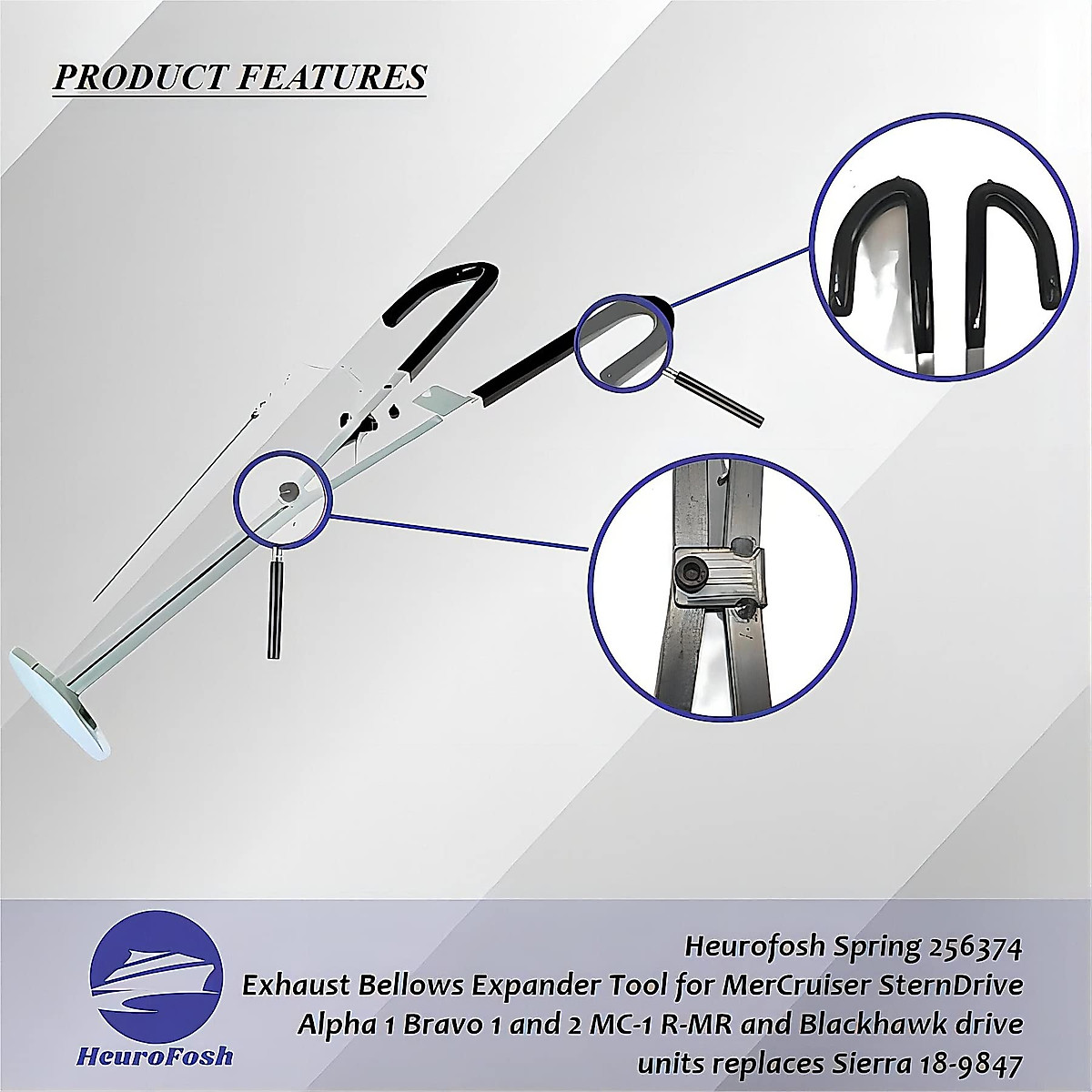 HeuroFosh 45497A1 Exhaust Bellows Expander Tool for Mercury Marine MerCruiser Stern Drive Alpha 1 Bravo 1 and 2 MC-1 R-MR and Blackhawk drive units 8M0096108 Sierra 18-9847