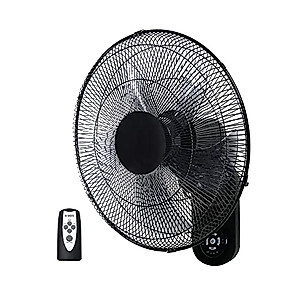 InfiniPower 18″ Blade Wall Mount Fan with Remote Control, 5 Blades Adjustable 3 Speed Wall Mount Fan for Indoor, Home, Office and College Dorm Use