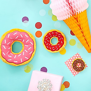 ZippyPaws - Jumbo Donutz - Strawberry - Interactive Pet Donut Toys for Dogs with Embroidered Sprinkles, Soft, No Stuffing, Durable Large Breed Dog & Puppy Toys with Squeaker