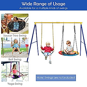 LDAILY A-Frame Swing Stand, 660 lbs Heavy Duty Steel Swing Frame w/Ground Stakes & Carabiners & Foot Caps, for Kids and Adults, Extra Large Swing Frame Stand, Suitable for Indoor Outdoor Most Swings