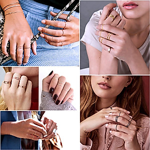 Knuckle Stacking Midi Rings Set Stainless Steel 7Pcs Simple Band Thumb Ring Black