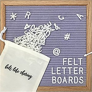 Felt Letter Board, 10x10in Changeable Letter Board with Letters White 300 Piece - Felt Message Board, Oak Frame Wooden Letter Board for Baby Announcements, Milestones, Office Decor & More (Lavender)
