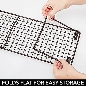 mDesign Metal Stackable Storage Shelf - 2 Tier Raised Food and Kitchen Organizer for Cabinets, Pantry Shelves, Countertops, Closet, 2 Pack, 7" x 17.3" x 6.5" - Bronze