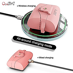 COOLTHAT 5 in One New Airpods Pro Case Cover with Magnetic Button Secured Lock(Designed in Jun. 2022), 360° Shockproof Protective Case for Airpod Pro 2019, Supports Wireless Charging（Pink）