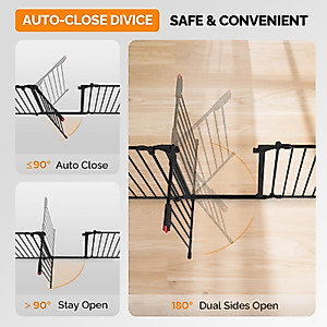 Bonnlo 120 Inches Wide Configurable Baby Gate Fireplace Safety Fence/Guard Adjustable 5-Panel Metal Play Yard for Toddler/Pet/Dog Christmas Tree Fence, Includes 4 Pack of Wall Mounts, Black