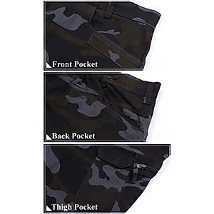 APTRO Men's Cargo Pants Camo Casual Work Military Tactical Pants Black Camo 34