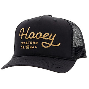 HOOEY OG Adjustable Snapback Trucker Mesh Back Hat with Logo (Black)
