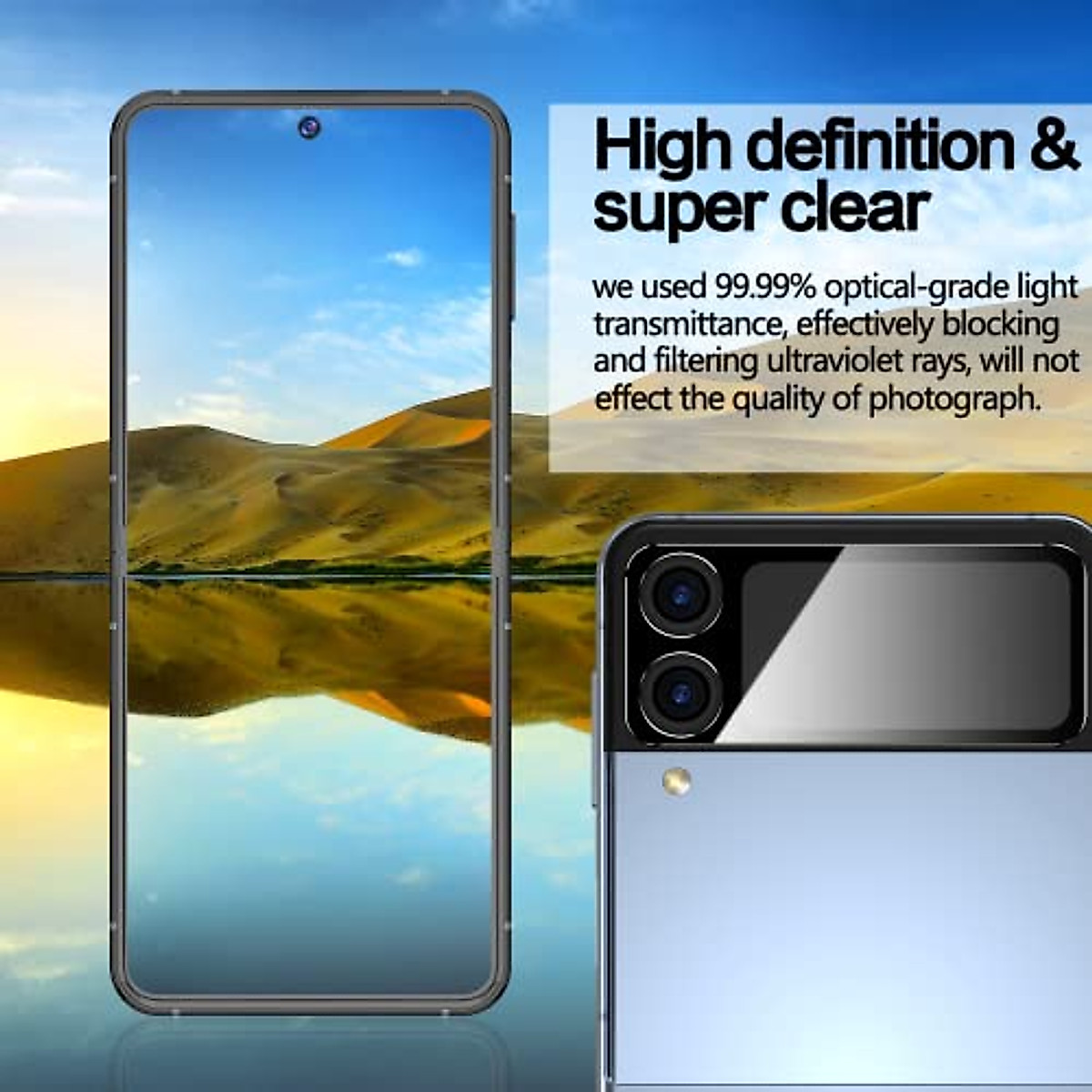 YWXTW for Samsung Galaxy Z Flip 4 Screen Protector, Front Display Cover Tempered Glass, Anti Scratch, Ultra Thin, Case Friendly Galaxy Z Flip 4 Accessories, 2 Pack