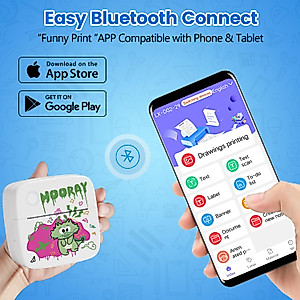 DOLEWA Sticker Printer Mini Print Pod with 13 Rolls Paper Portable Note Printer Compatible with iOS/Android/Tablet, Thermal Printer for Study Notes, DIY, Journal, Label, Memo, Photos (White)