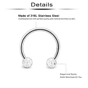 Ftovosyo 18PCS 20G Surgical Steel CBR Horseshoe Circular Rings Nose Tragus Lip Ear Hoop Ring Piercing Jewelry for Women Men 8mm Black Pink