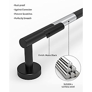 RARXTR 24 Inch Matte Black Towel Bar Towel Rack for Bathroom Kitchen Hand Towel Holder Dish Cloths Hanger SUS304 Stainless Steel RUSTPROOF Wall Mount (Matte Black)