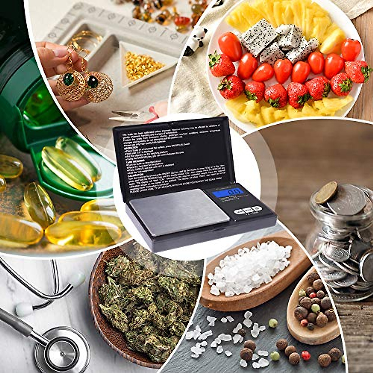 𝗙𝘂𝘇𝗶𝗼𝗻 Digital Pocket Scale 1000g/0.1g, Small Digital Scales Grams and Ounces, Herb Scale, Jewelry Scale, Portable Travel Food Scale( Battery Included )
