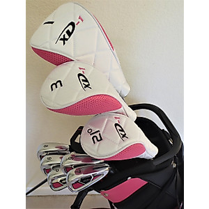 Petite Womens Complete Golf Set - Fits Ladies 5ft to 5ft 6in Tall Clubs Driver, Wood, Hybrid, Irons, Putter Deluxe Bag Pink