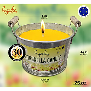 HYOOLA Large Citronella Candles Outdoor Bucket - 30 Hour - Natural Repellent - European Made