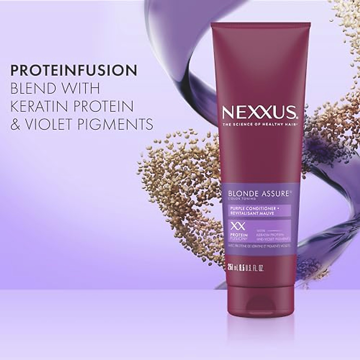 Nexxus Hair Color Blonde Assure Purple Conditioner, Keratin Conditioner, For Blonde and Bleached Hair, Color Conditioner 8.5 oz