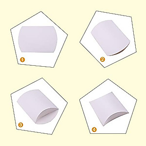 Airssory 50 Pcs 6.5x5.1x1.7 Inches Blank White Paper Pillow Candy Gift Boxes for Wedding Favors Baby Shower Birthday Party Supplies