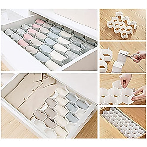 Brave Tour Honeycomb Drawer Organizer Separator Adjustable Hexagon Drawer Organizer-Divider for Underwear Belt-Scarf Socks Organize（pink）
