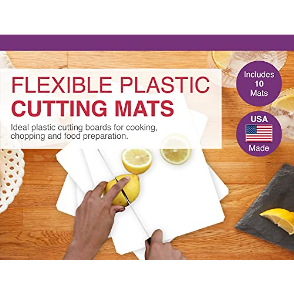 Arrow Plastic Flexible Cutting Mats - White Cutting Board, 10 Pack - Made in the USA, BPA Free - Ideal for Cutting and Chopping - Measures 15 x 12 Inches