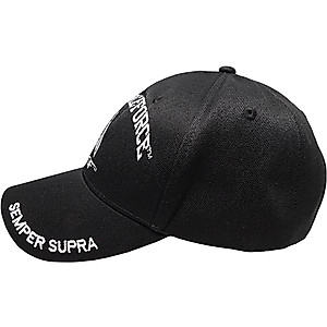 Flakita's Novelties United States U.S. Space Force USSF Semper Supra Black with White Shadow Adjustable Embroidered Baseball Cap Hat