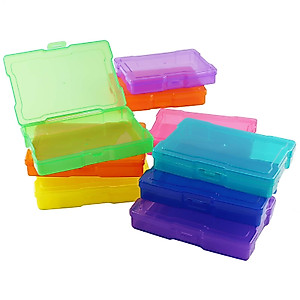 Rainbow Plastic Photo & Craft Keeper Box by Simply Tidy - Acid Free Container Includes 16 Cases and Holds Up to 1,600 Photos - Bulk 8 Pack
