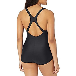 speedo Women's Swimsuit One Piece PowerFlex Princess Seam Ultraback Conservative Cut,Speedo Black,16