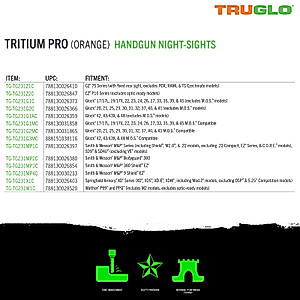 TRUGLO Tritium Pro Handgun Night Sights, Compatible with CZ P10 Handguns | Compact Gun Sights with Daylight White Dots, Night Tritium Dots & Orange Focus Lock Front Ring