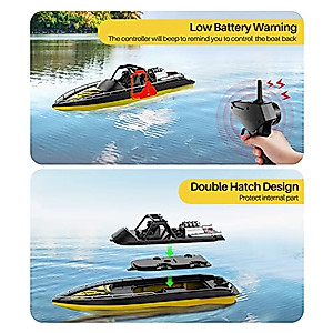 SYMA RC Boat for Adults and Kids, Q12 2.4GHz 1:28 Scale High-Speed Remote Control Boat with 40 Mins Play Time, Dual Motors, 2 Batteries, Low Battery Reminder, Gift Toys for Boys Girls