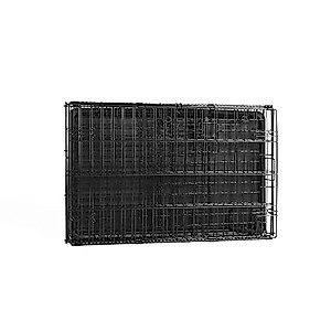 Amazon Basics Durable, Foldable, Collapsible, Portable Metal Wire Dog Crate with Tray, Single Door with Divider Panel, Easy to Assemble & Clean, 36 x 23 x 25 in, Black