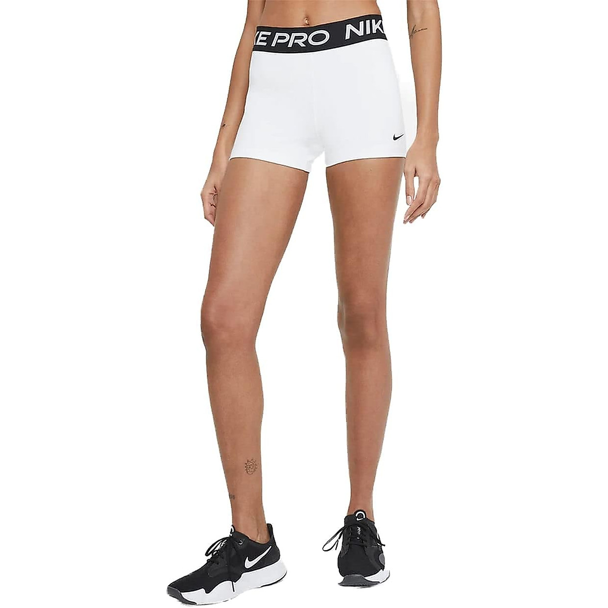 Nike Women's Pro 3" Training Short (White/Black/Black, Medium)