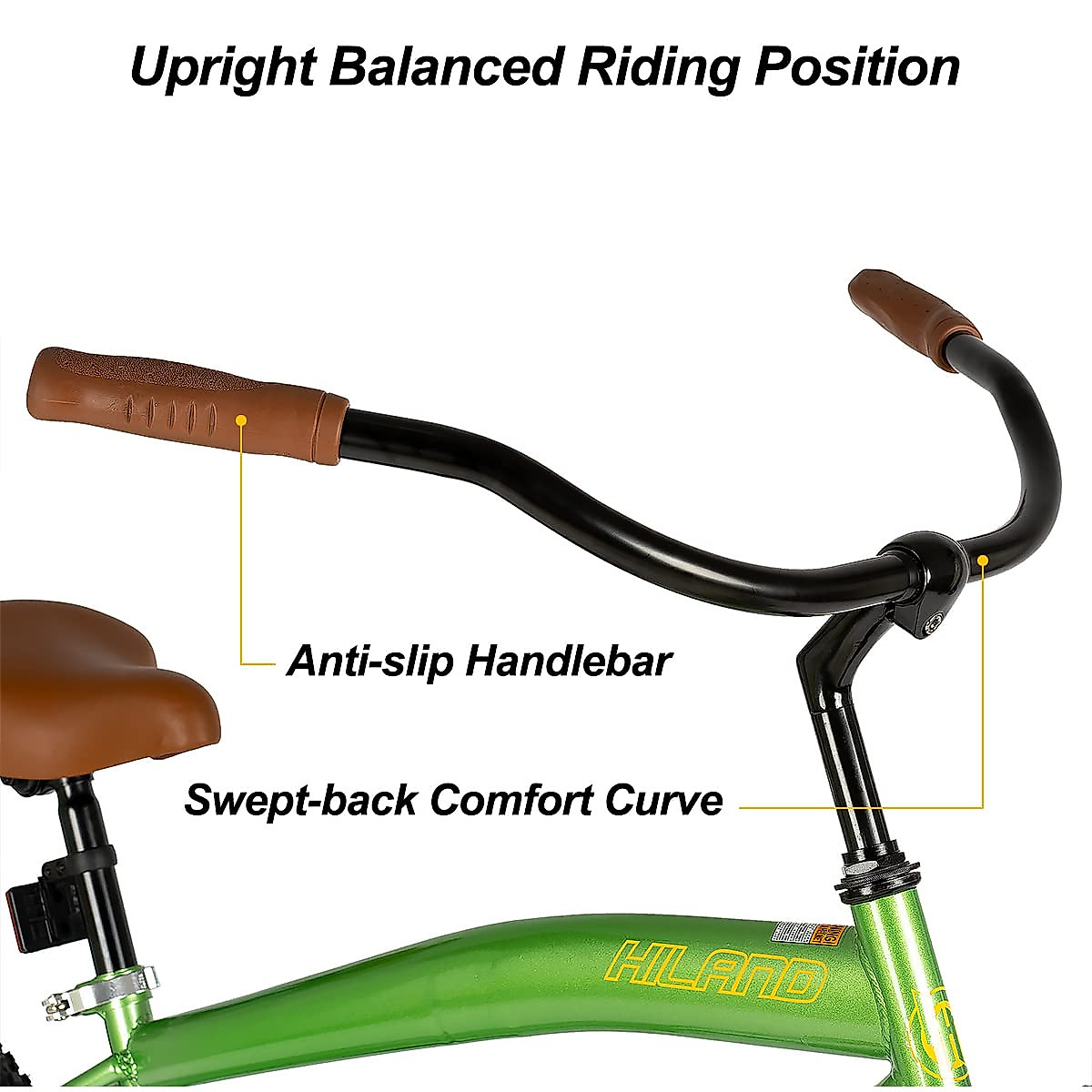 HH HILAND Adult Fat Tire Beach Cruiser Bike, Wide 26 x 3 Inch Wide Wheels, Single Speed Cruiser Bike with Coaster Brakes for Men Mens Women