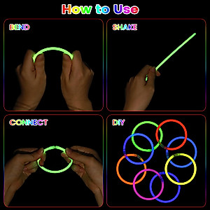 Glow Sticks Bulk Party Favors 100 Pack 8" Glow in the Dark Party Supplies Light Up Neon Party Decorations Glow Necklaces Bracelets for Kids Adults Birthday Halloween Christmas Easter Valentine Wedding