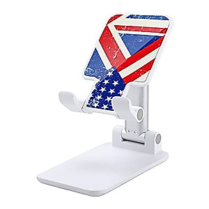 British and American Flag Foldable Desktop Cell Phone Holder Portable Adjustable Stand for Travel Desk Accessories