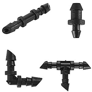 Irrigation Fittings Kit for 1/4" Tubing 140 Piece Set -50 Elbows, 50 Couplings,30 Tees, 10 End Plugs - Barbed Connectors for Drip or Sprinkler Systems…